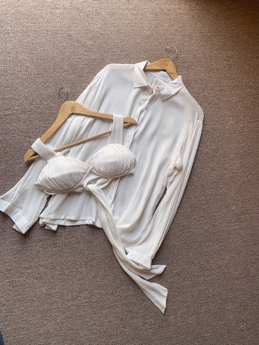 The Sand Shirt + The Shell Bralette : White | MOONBOW INDIA