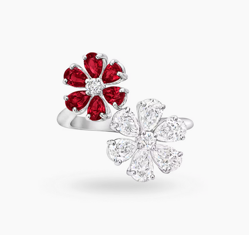 Ruby Diamond Twins Ring - 18k gld | daisylabjewelry
