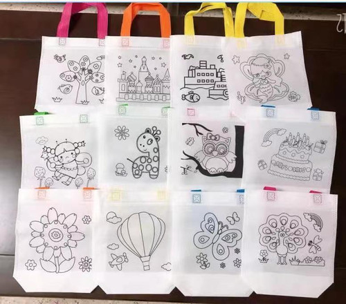 DIY colouring bag for birthday return gift set of 12 khoyi bag loot bag ...