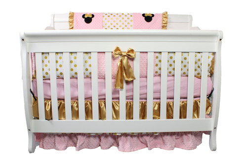 4pc Standard Crib Set. Minnie Mouse Crib Set. Minnie Mouse. Gold Polka ...