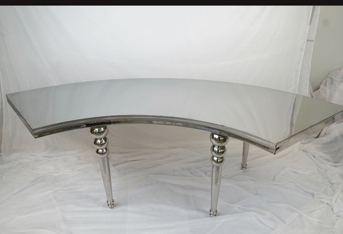 Silver Luxury Serpentine Table | Amour Event Rentals