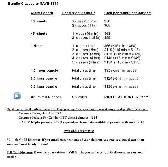 Pricing & Registration Form | Generations of Dance