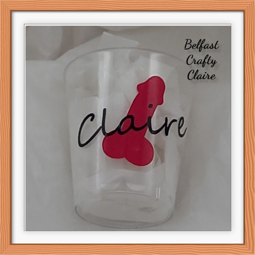 Personalised - Plastic Party Shot Glass - Hen Do - Willie Theme ...