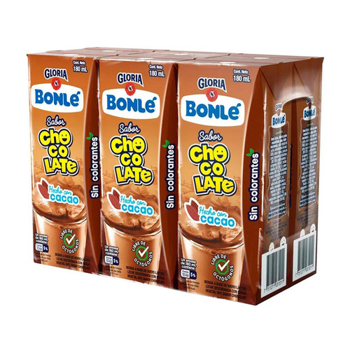 Leche Sabor Chocolate Bonle Caja 180ml x 6 un | La Dulce Peruanita