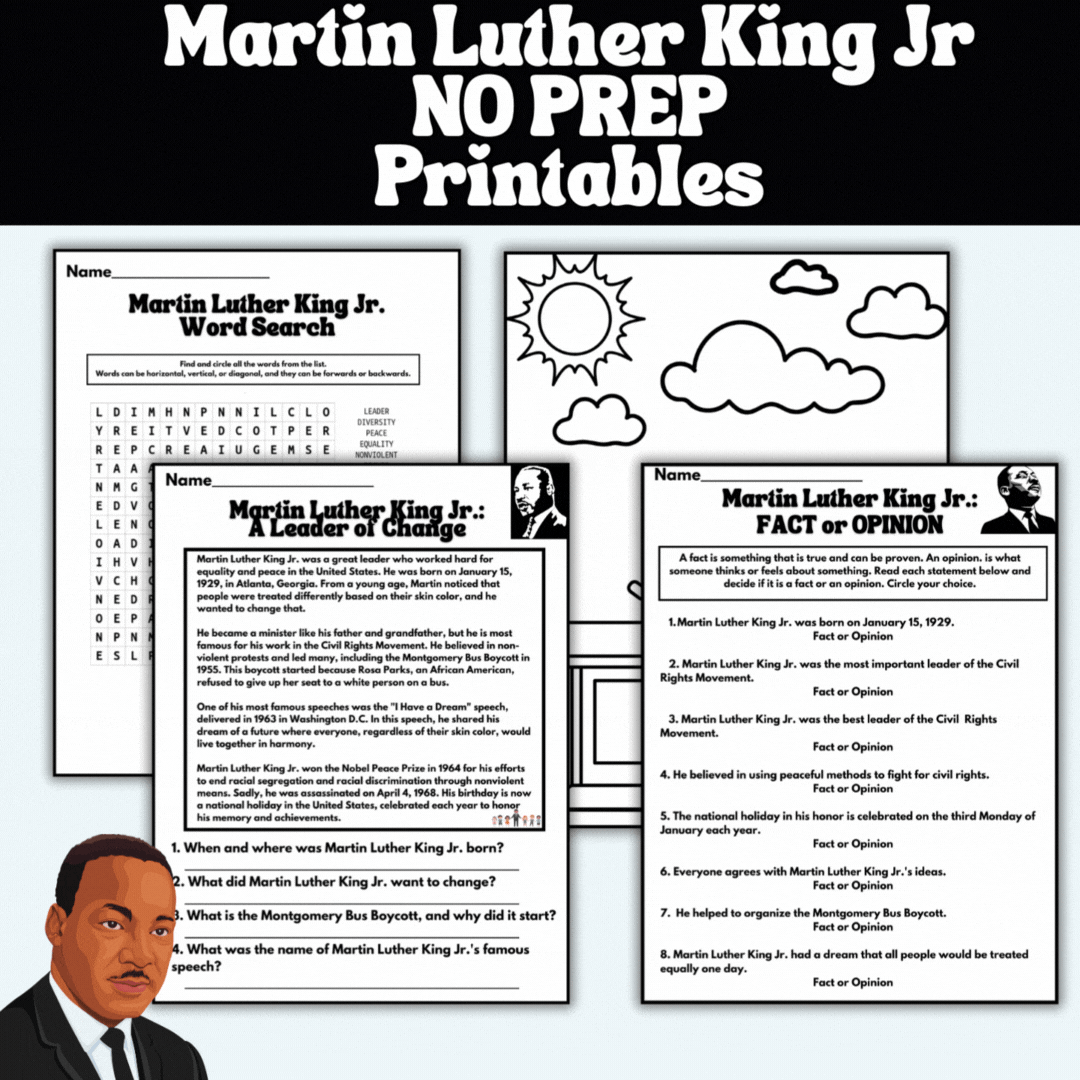Martin Luther King Jr (MLK Day) Printables | SimplyMsJ