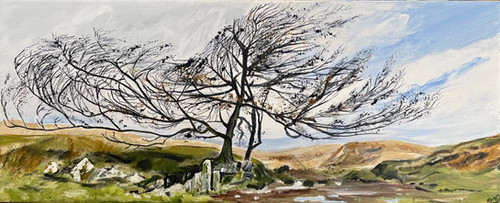 Dartmoor Tree Landscape Painting by Sue O'Sullivan Artist