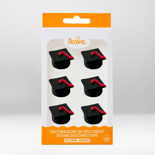DECORA 6 GRADUATION CAPS SUGAR DECORATIONS | Sugar Craft Malta
