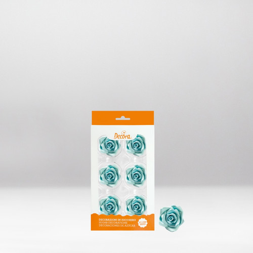 DECORA BLUE EDIBLE ROSES LARGE X6 | Sugar Craft Malta