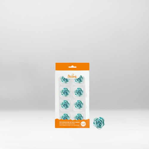 DECORA BLUE EDIBLE ROSES SMALL X8 | Sugar Craft Malta