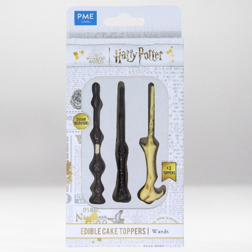 HARRY POTTER SET OF 3 EDIBLE CUPCAKE TOPPERS WANDS | Sugar Craft Malta