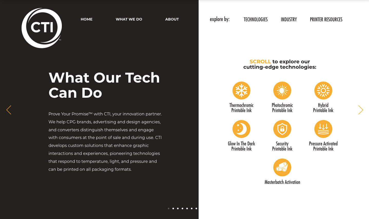 TECHNOLOGIES | Responsive Inks for Packaging, Labels, & more | CTI Inks