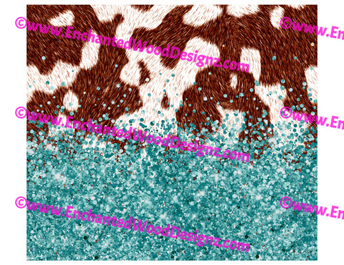 Cow Print-Teal Glitter Wrap | EnchantedWoodDesignz