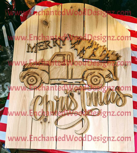 Merry Christmas Truck & Tree | EnchantedWoodDesignz