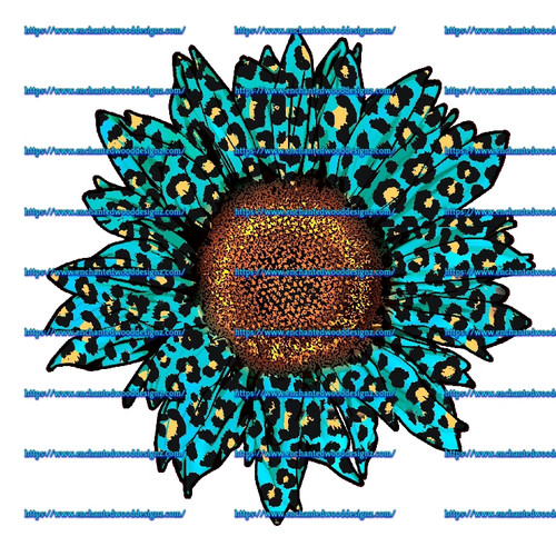 Teal Cheetah Sunflower | EnchantedWoodDesignz