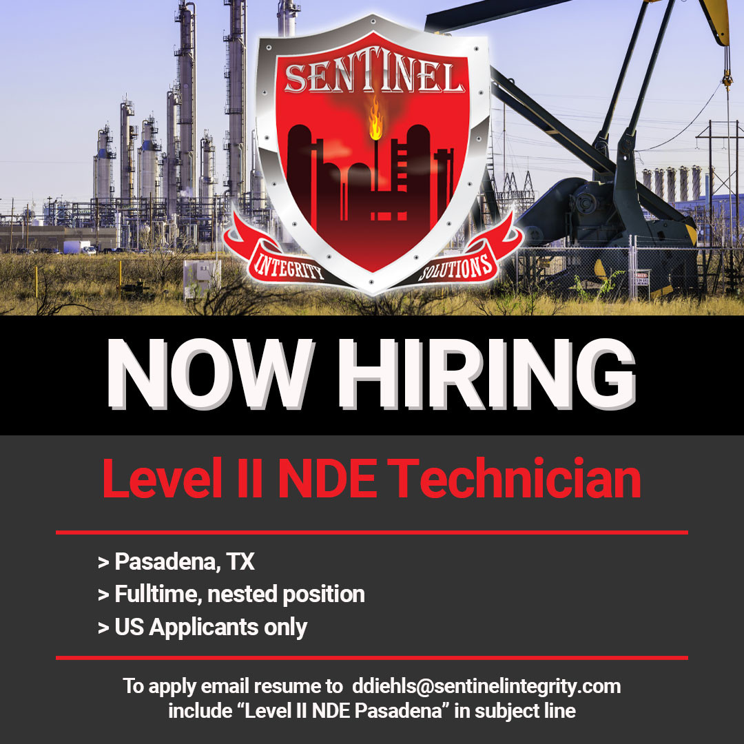 Now hiring: Level II NDE Technician | Sentinel Integrity