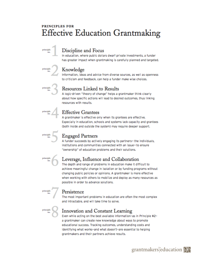 Principles for Effective Education Grant-making