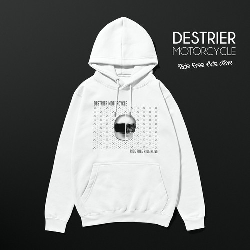 Sweat Capuche Skull White & White | DESTRIER MOTORCYCLE