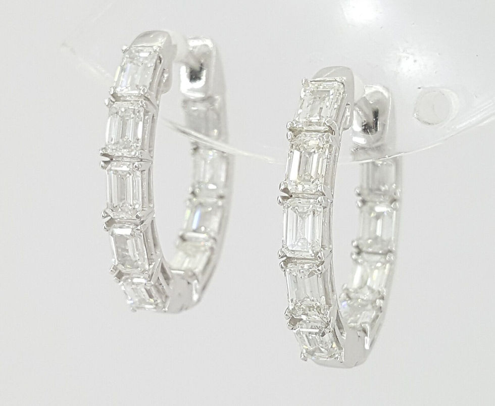 2 ct 14K White Gold Emerald Cut Diamond Inside Out Oval Hoop Earrings ...
