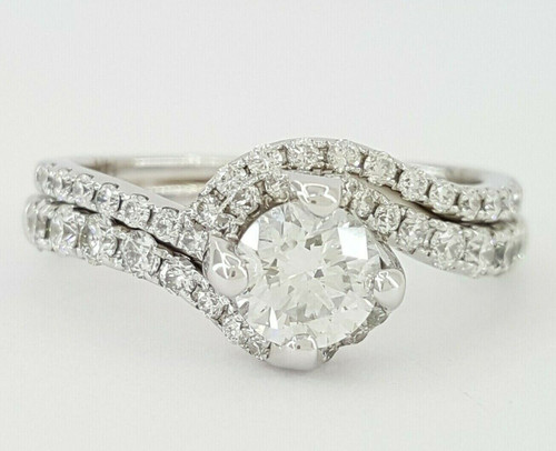Round Cut Diamond Crossover Twisted Engagement Ring Set 1.06 ct 14K ...