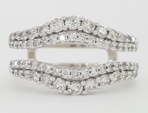 Round Diamond White Gold Wedding Band Enhancer Jacket 1 ct 14K White ...