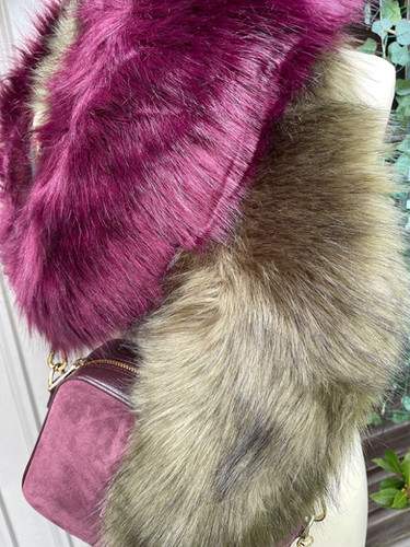 FLUFFY COLLAR WRAP PLUM OR OLIVE | Minkeys Tweed