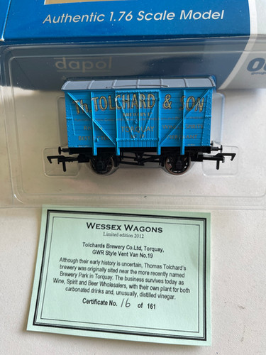 TOLCHARDS BREWERY VENT VAN - TORQUAY - LIMITED EDITION | jwmodelrailways