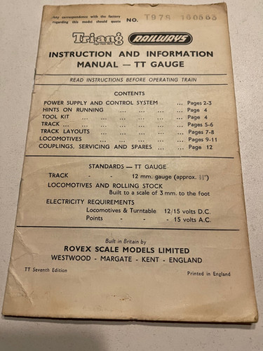 TRI-ANG TT GAUGE INSTRUCTION & INFORMATION MANUAL - 7TH EDITION 1963 ...