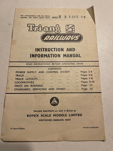 TRI-ANG TT GAUGE INSTRUCTION & INFORMATION MANUAL - 4TH EDITION 1959 ...