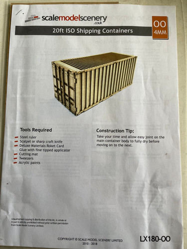 SCALEMODELSCENERY - LX180-00 20ft ISO SHIPPING CONTAINER | jwmodelrailways