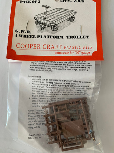 COOPER CRAFT 2006 G.W.R. 4 WHEEL PLATFORM TROLLEY | jwmodelrailways