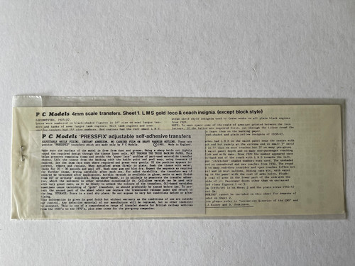 PC MODELS - SHEET 1 LMS GOLD LOCOMOTIVE & COACH INSIGNIA | jwmodelrailways