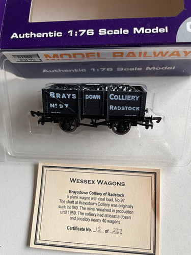5 PLANK WAGON BRAYS DOWN COLLIERY - RADSTOCK | jwmodelrailways