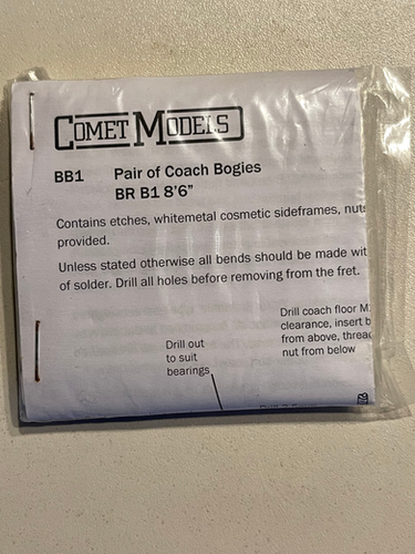 COMET MODELS - BB1 PAIR OF COACH BOGIES BR B1 8'6" | jwmodelrailways