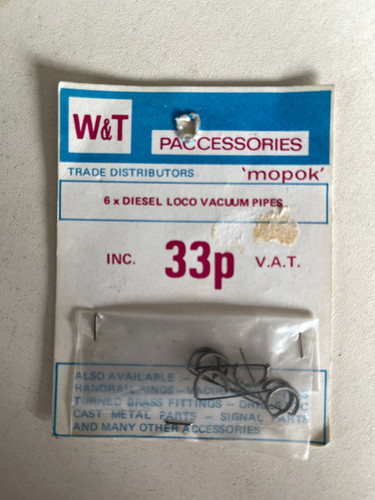 W&T - 6 x DIESEL LOCO VACUUM PIPES | jwmodelrailways