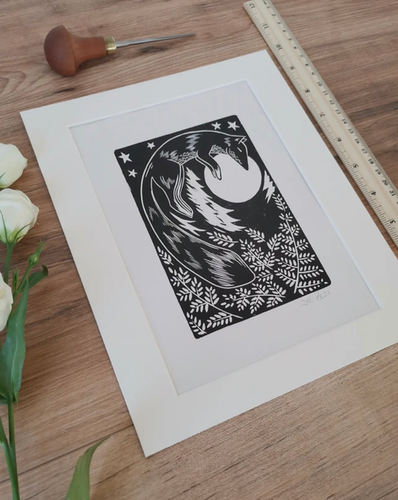 Folksy Fox Linocut Print | Tubo Gift Shop