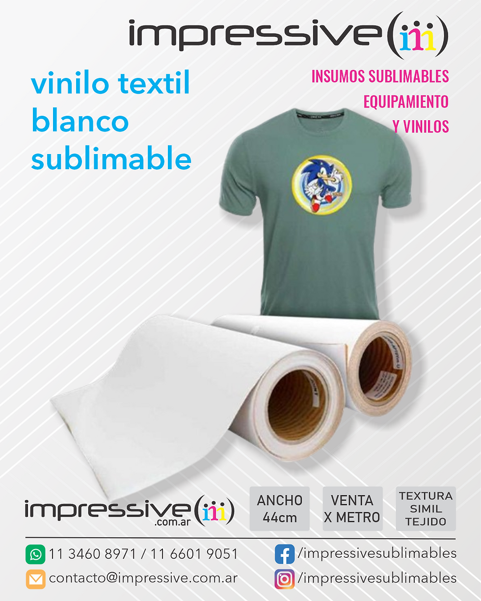 VINILO TEXTIL SUBLIMABLE TERMOTRANSFERIBLE | impressive