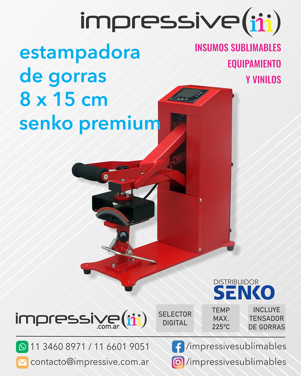 ESTAMPADORA SUBLIMADORA DE GORRAS SENKO RED PREMIUM | impressive