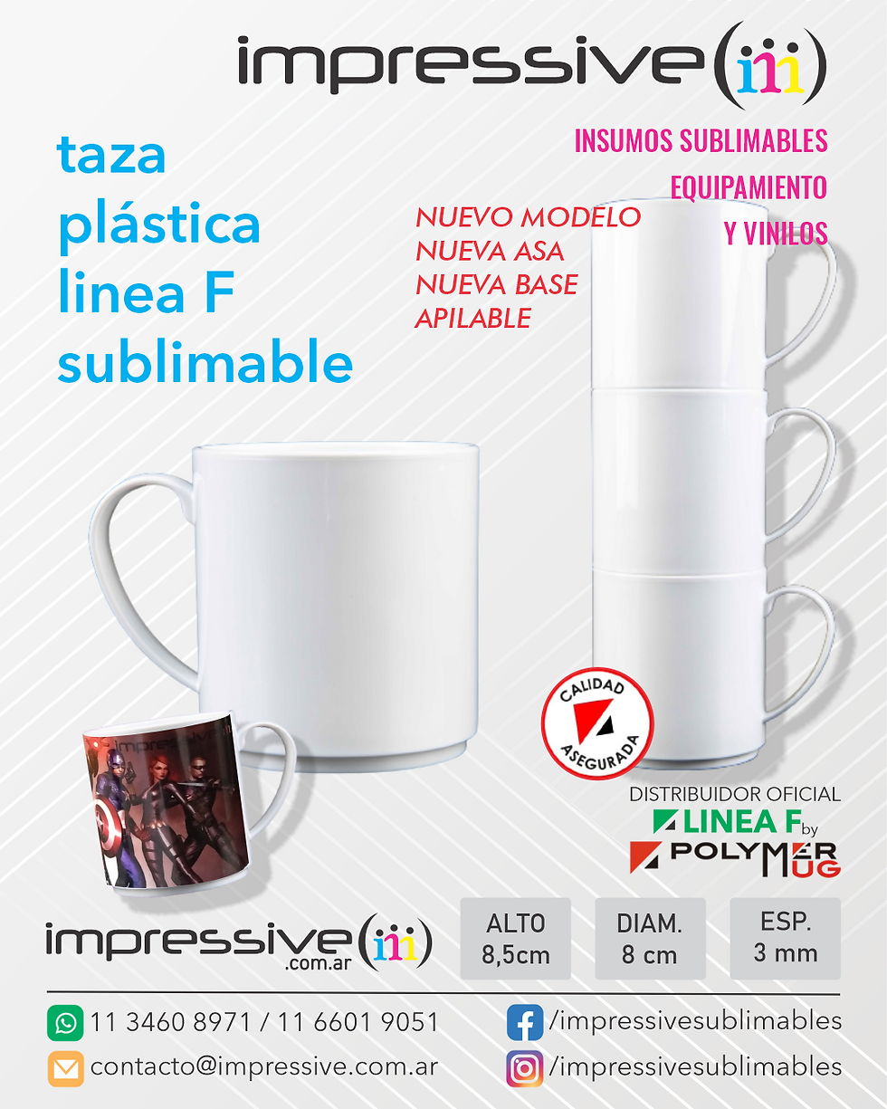 TAZA DE POLIMERO APILABLE F SUBLIMABLE | impressive
