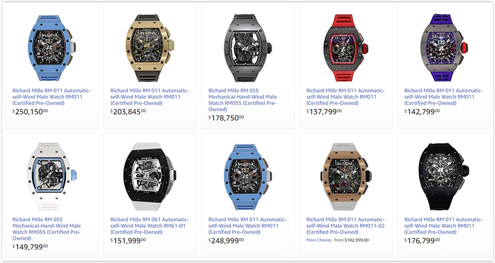 Richard Mille Men's watches price list
