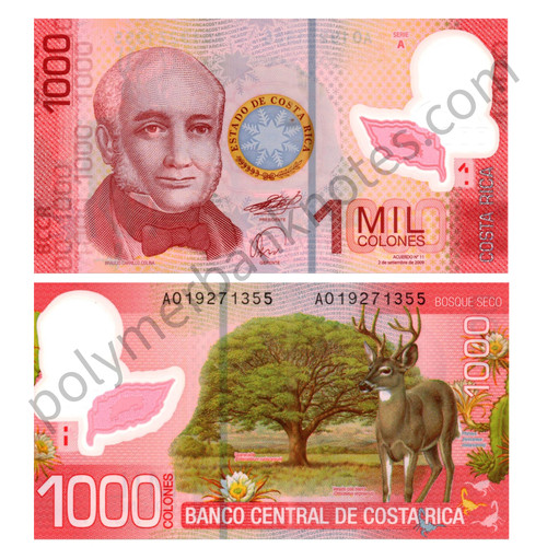 Costa Rica 1 Mil Colones - 2009 - P274a | Polymer Banknotes