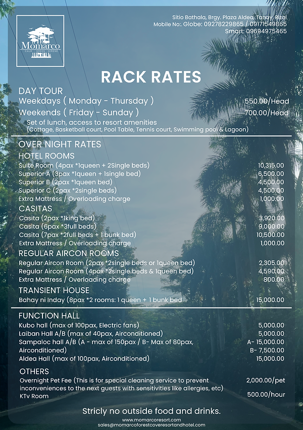 Rooms & Rates | momarcoforestcove
