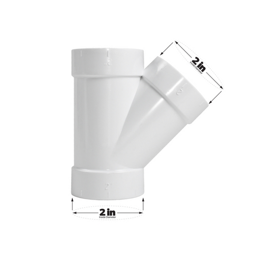 Installation White PVC Standard 45 Degree Y Elbow | Ultra Clean