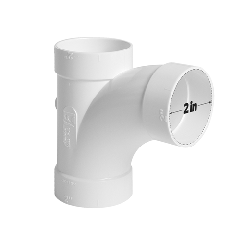 90 Degree White PVC Sweep Tee | Ultra Clean