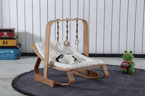 Handmade Natural Wooden Baby Rocking Chair Cream | ArchiRoads