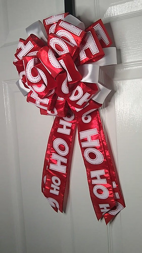 8 - Assorted Christmas HO HO HO Red & white ribbons | ssbasketsonline.com