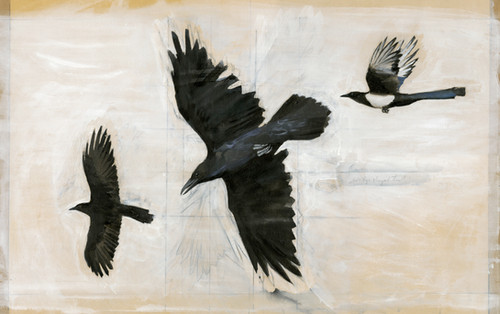 Magpie, Crow, Raven - Original artwork - Fine Art painting | Art San ...