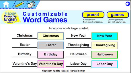 Word Games Set for ESL Class - Reading Games | HappyEverydayEnglish
