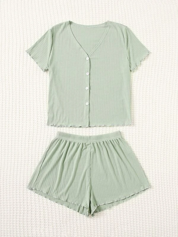 Flowy and Plain Green Set Pyjamas | Lamis