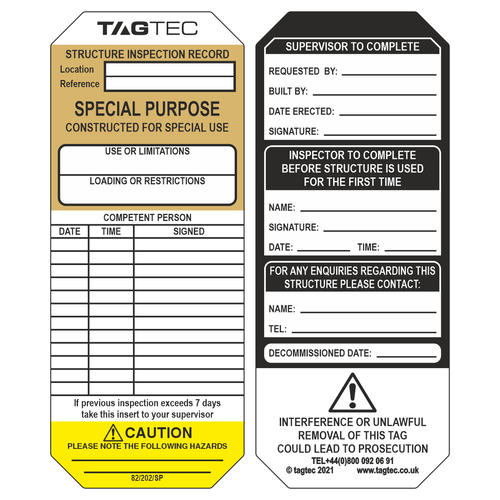 Special Purpose Tags x 50 | Tagtec