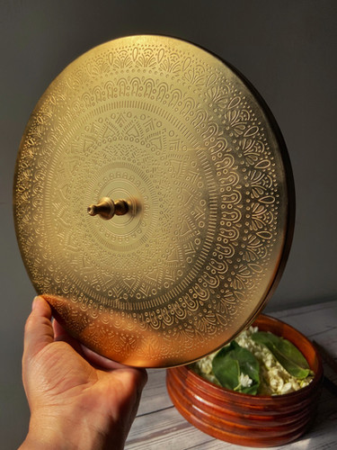 Rangoli Mango wood & Steel Chapati Box | Abelhouse Latest